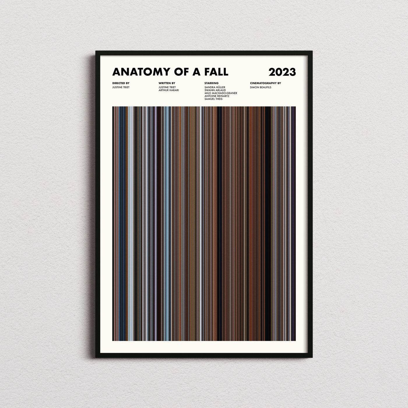 Anatomy of a Fall Movie Barcode Poster — Movie Hues