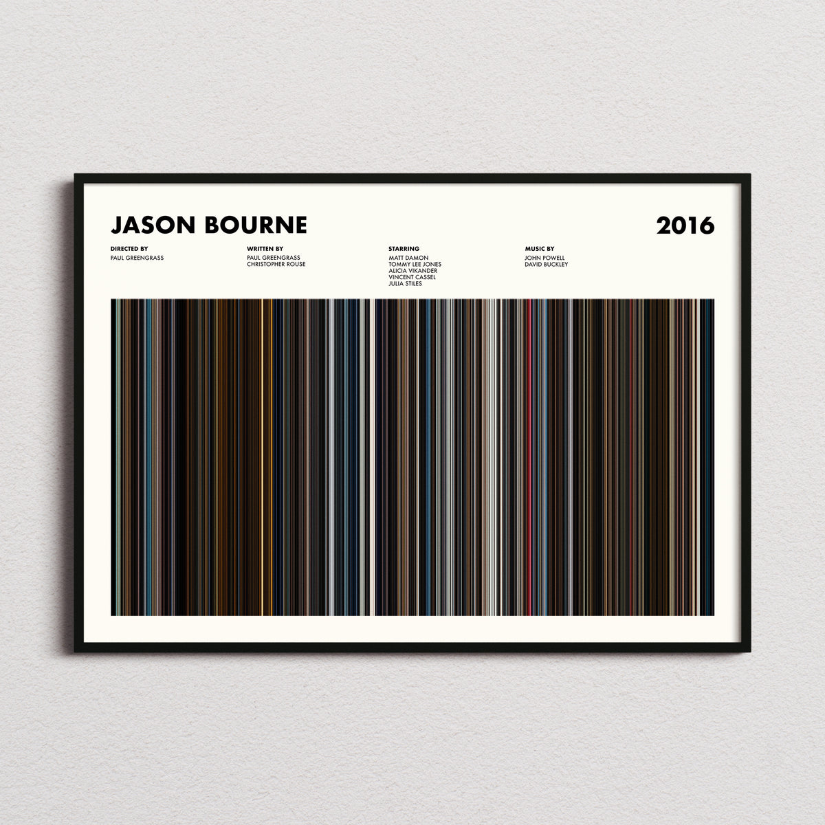 Jason Bourne Movie Barcode Poster — Movie Hues